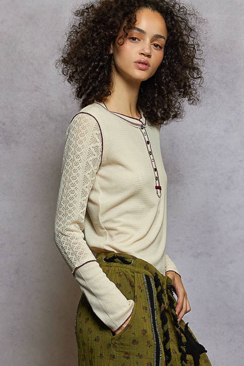 Round neck solid cut and sew knit mix knit top – StaleFish Board Co.